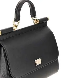 Dolce & Gabbana Dauphine Leather Large Sicily Top Handle Bag - Black