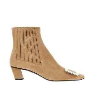 ROGER VIVIER Belle Vivier Suede Chelsea Boots - Cream