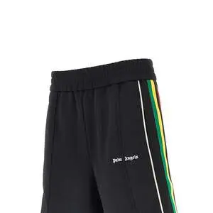 Palm Angels Cotton-blend Track Shorts With Striped Bands And Logo