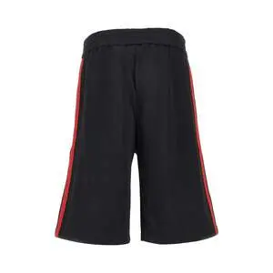 Palm Angels Cotton-blend Track Shorts With Striped Bands And Logo