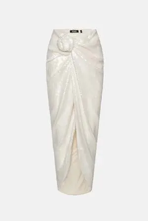 ROTATE BY BIRGER CHRISTENSEN Sequin Knot Midi Skirt - Multicolor