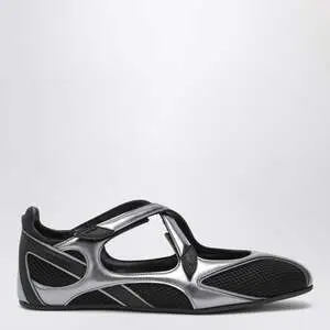 Attico And Silver Synthetic Fabric Ballerina Flats - Black