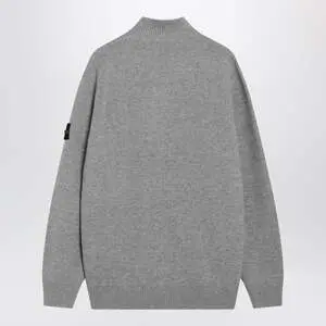 Stone Island Grey Melange Wool Blend Sweater - Gray