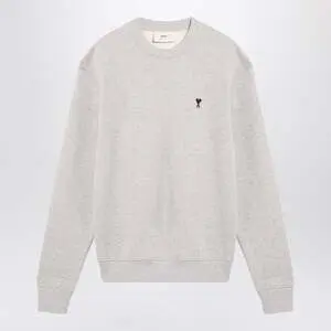AMI Paris Crewneck Sweatshirt With Embroidered De Cœur - Gray