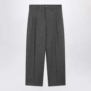AMI Paris Grey Tailored Wool Trousers - Gray
