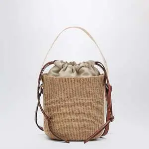 Chloé Small Woody Raffia Bucket Bag - White