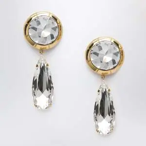 Alessandra Rich Crystal Drop Clip-on Earrings - Silver