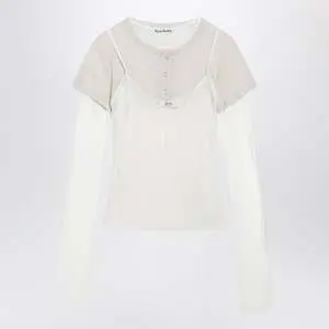 Acne Studios Layered Jersey Shirt With Bow /off - White