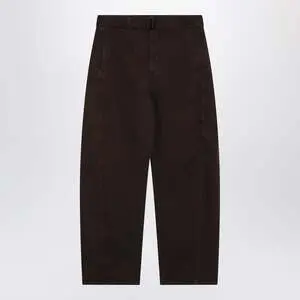 LEMAIRE Lemaire Cotton Wide Leg Trousers With Belt Brown
