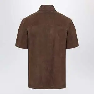 Loewe Short-sleeved Shirt In Dark Suede Goatskin