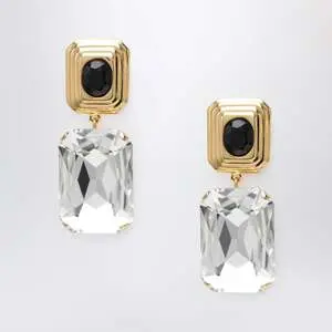 Alessandra Rich Gold-tone Crystal Drop Clip-on Earrings - Silver