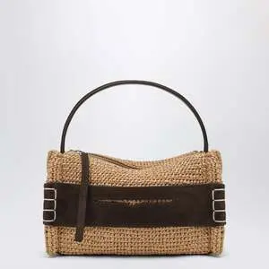 JW Anderson Small Loafer Bag In Raffia And Leather - Cream