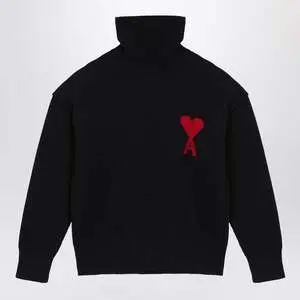 AMI Paris De Coeur Turtleneck Sweater - Black
