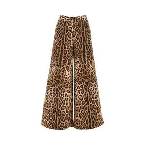 Dolce & Gabbana Wide-leg Leopard Print Pants - Brown