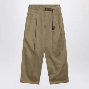 Sacai Beige Cotton Twill Trousers With Belt - Cream