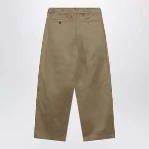 Sacai Beige Cotton Twill Trousers With Belt - Cream