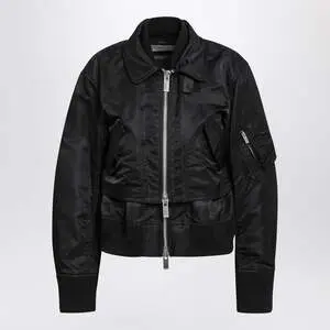 Sacai Satin-effect Nylon Zip Bomber Jacket - Black