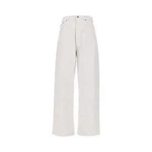 Phoebe Philo Cotton Drill Wide Leg Drop Waist Jeans - White