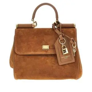 Dolce & Gabbana Suede Leather "my Sicily" Top Handle Bag - Brown