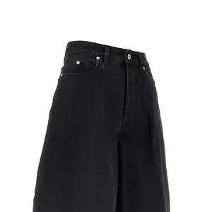 Jacquemus Ovalo Wide Leg Denim Pants - Black