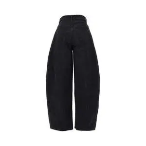 Jacquemus Ovalo Wide Leg Denim Pants - Black