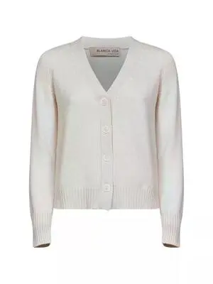 BLANCA VITA V-neck Button-up Cardigan - Neutrals