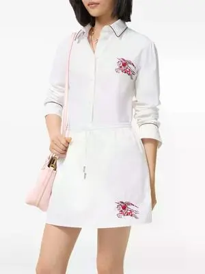 Burberry Classic Fit Cotton Shirt With Knight Embroidery - White