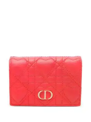 Dior 2010s Caro Glycine Cannage Wallet - Red