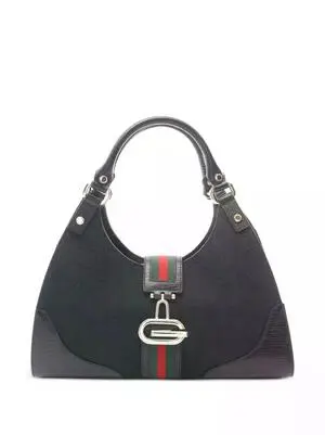 Gucci Gucci 2010s Sherry Line GG Canvas Handbag Black