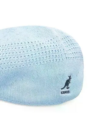 KANGOL Logo Embroidered Mesh Knit Flat Cap - Blue
