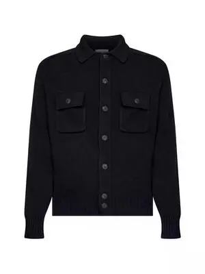 D4.0 Button-up Wool Overshirt - Black