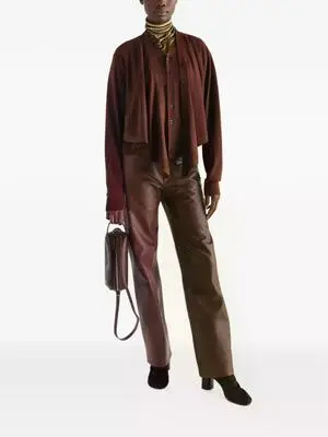LEMAIRE Merino Wool Blend Trompe-l’œil Cardigan - Brown