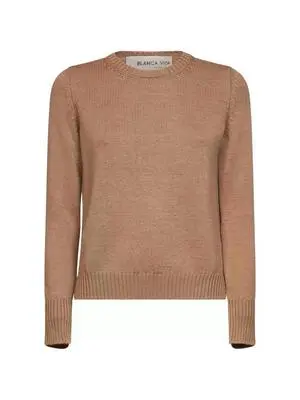 BLANCA VITA Ribbed Trim Crew Neck Sweater