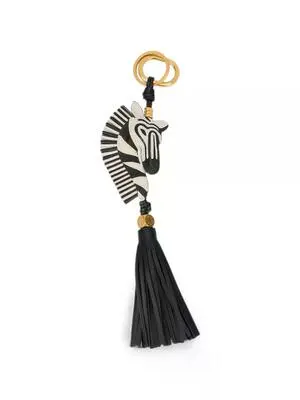 GIANNI CHIARINI Zebra-motif Tassel Keyring - Black