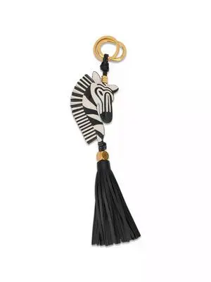 GIANNI CHIARINI Zebra-motif Tassel Keyring - Black
