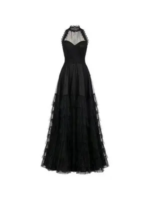 GEMY MAALOUF Tiered Lace-trim Gown