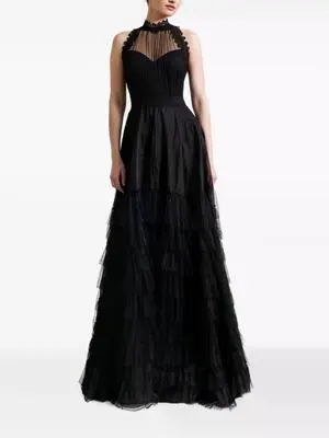 GEMY MAALOUF Tiered Lace-trim Gown