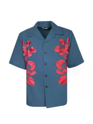 Commas Floral-embroidered Short-sleeve Shirt