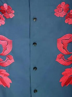 Commas Floral-embroidered Short-sleeve Shirt