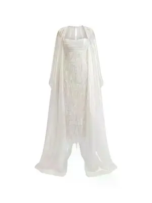GEMY MAALOUF Embellished Tasselled Cape Gown
