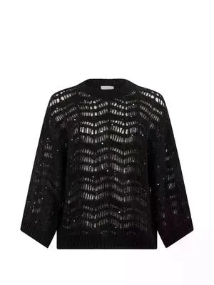 Peserico Sequin-embellished Open-knit Sweater - Black