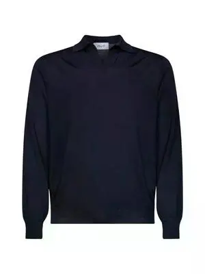 D4.0 V-neck Long-sleeve Polo Shirt - Blue