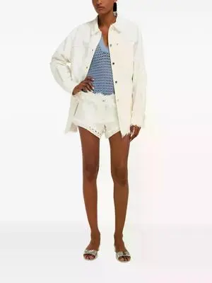 FERRAGAMO Denim Shorts With Frayed Detail - White