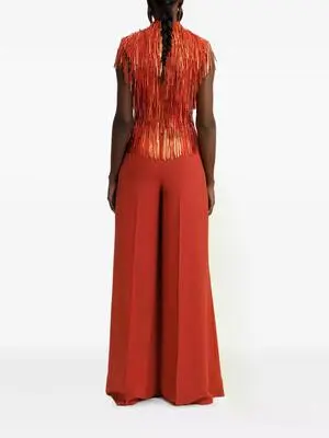 GEMY MAALOUF Sleeveless High-neck Top With Fringe Detail