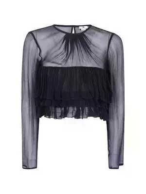 Elisabetta Franchi Ruffled Semi-sheer Blouse - Black