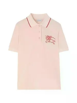 Burberry Knight Heart Embroidered Cotton Piqué Polo Shirt - Pink