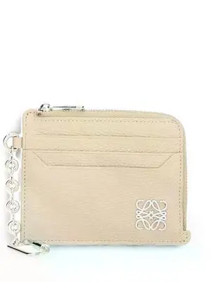 Loewe Anagram Square Coin Cardholder In Pebble Grained Calfskin - Neutrals