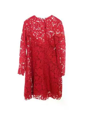Valentino Garavani Floral Lace Long Sleeve Mini Dress