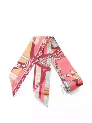 Hermès 2020s Fantaisie D'etriers Ribbon Scarf - Pink