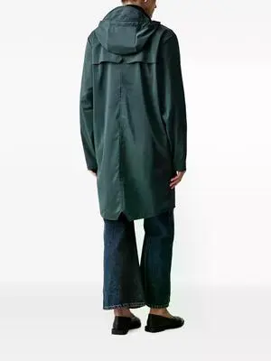 Rains Hooded Press-stud Parka - Green